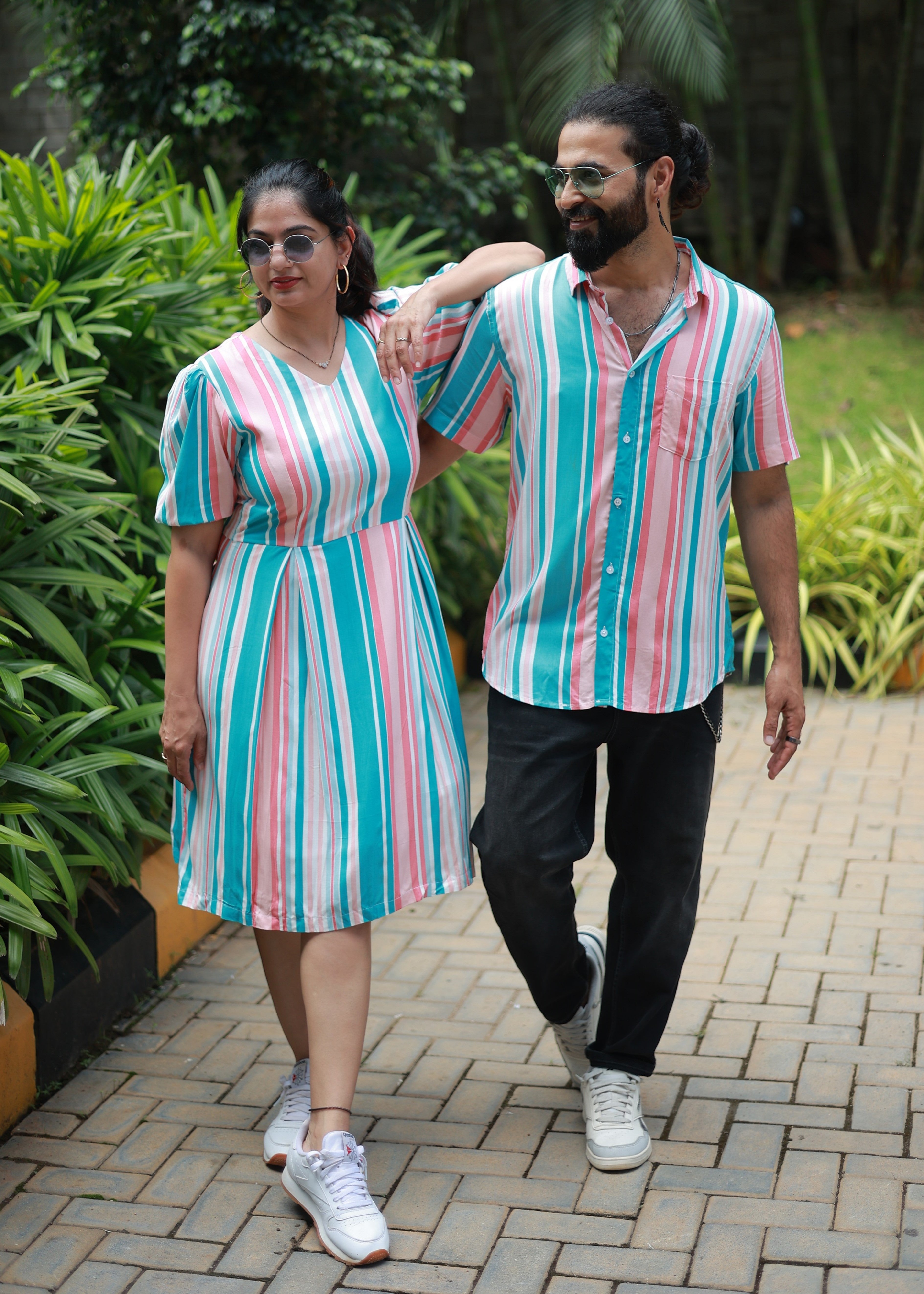 Cotton Shirt Dress Combo Twinning Couple Matching Outfit