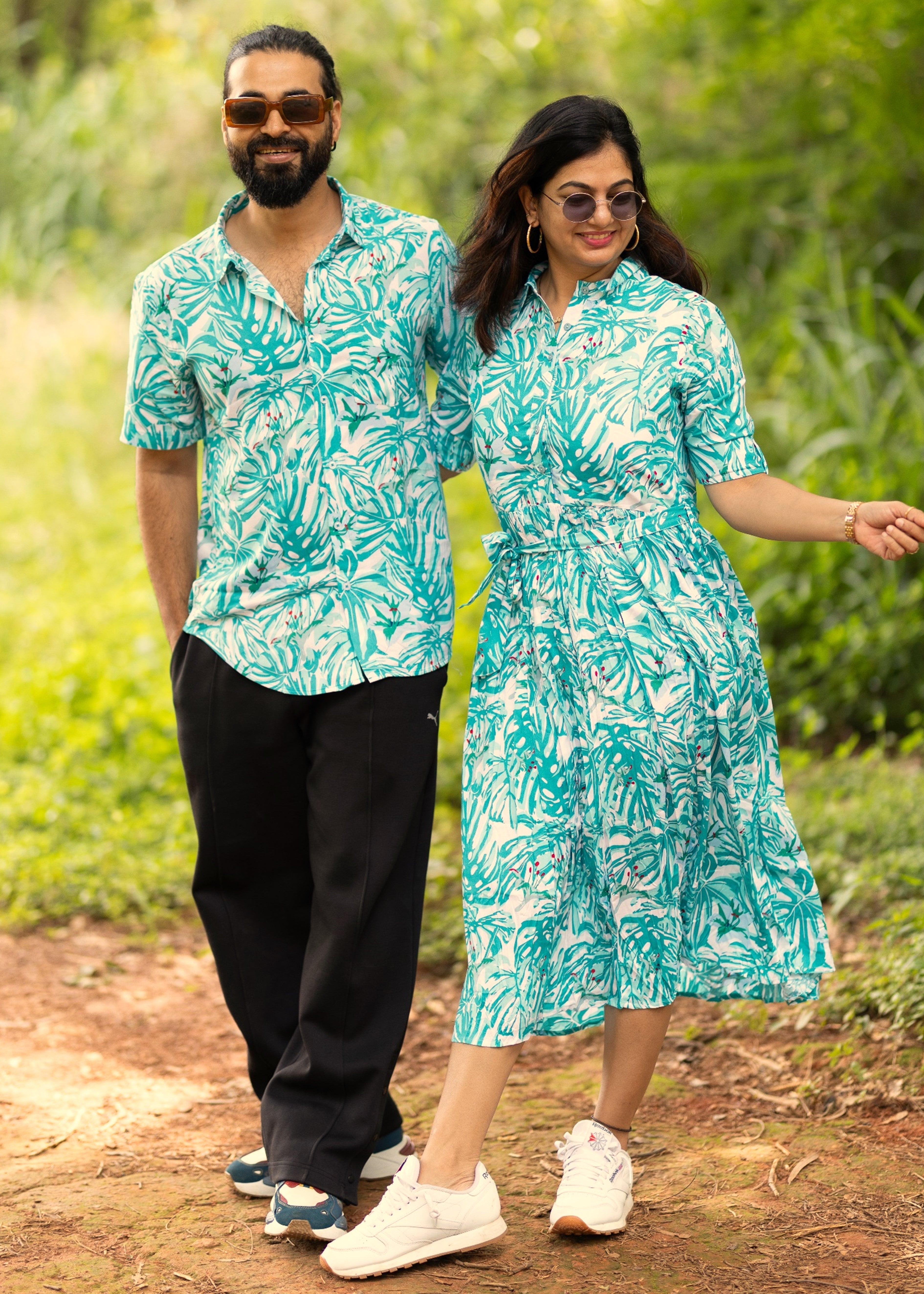 Cotton Shirt Dress Combo Twinning Couple Matching Outfit