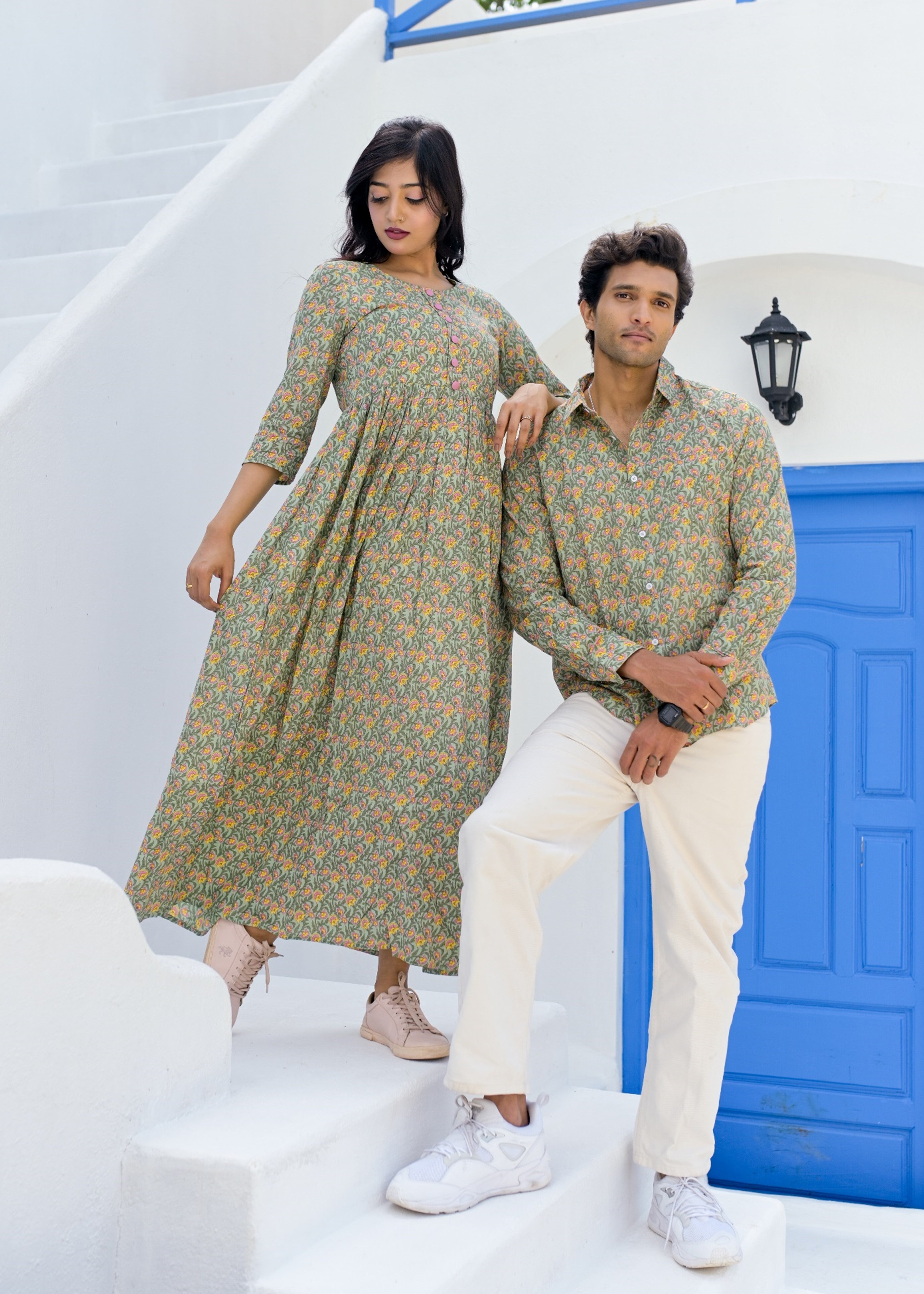 Cotton Couple Matching Combo Dress