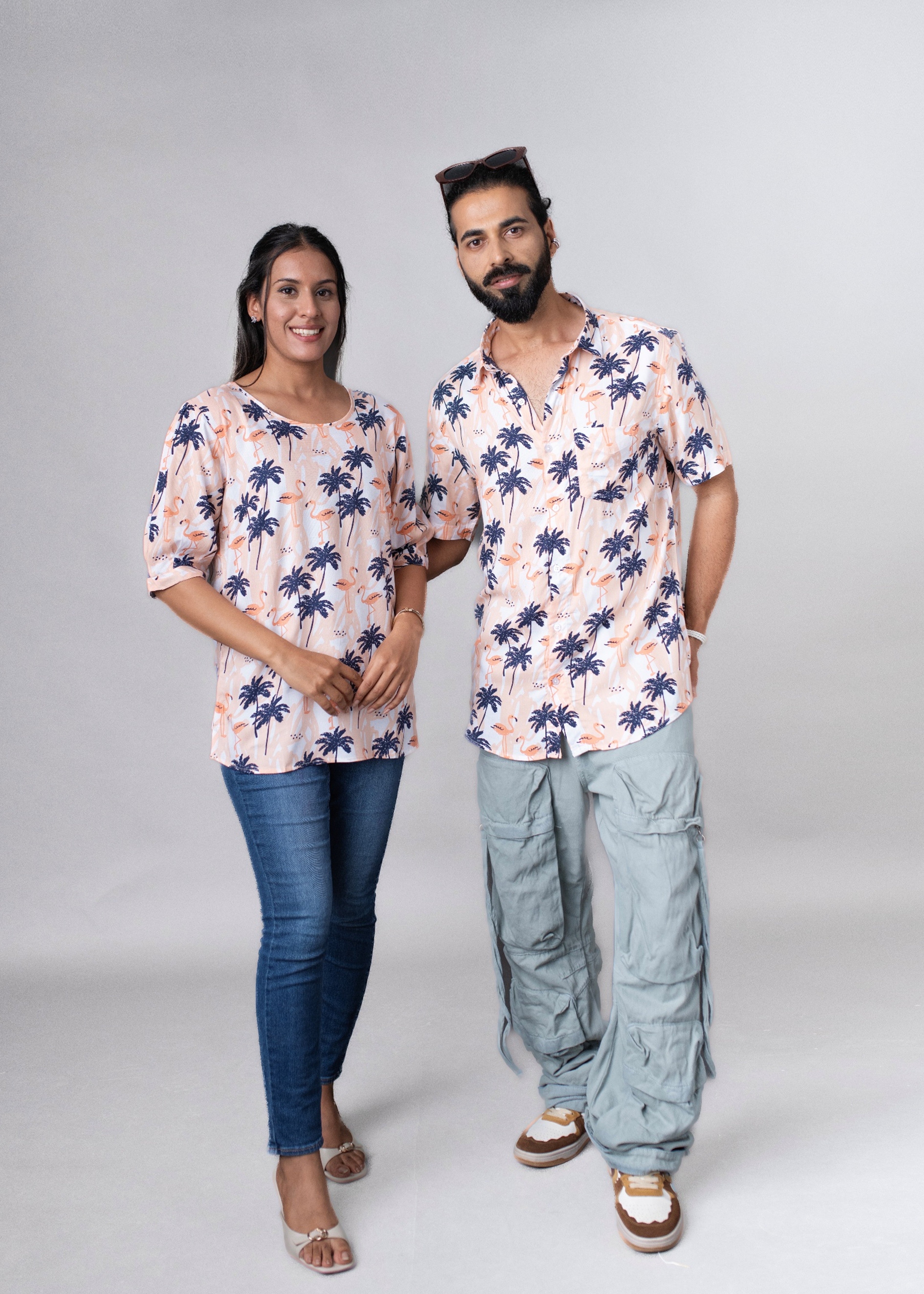 Cotton Shirt Dress Combo Twinning Couple Matching Outfit