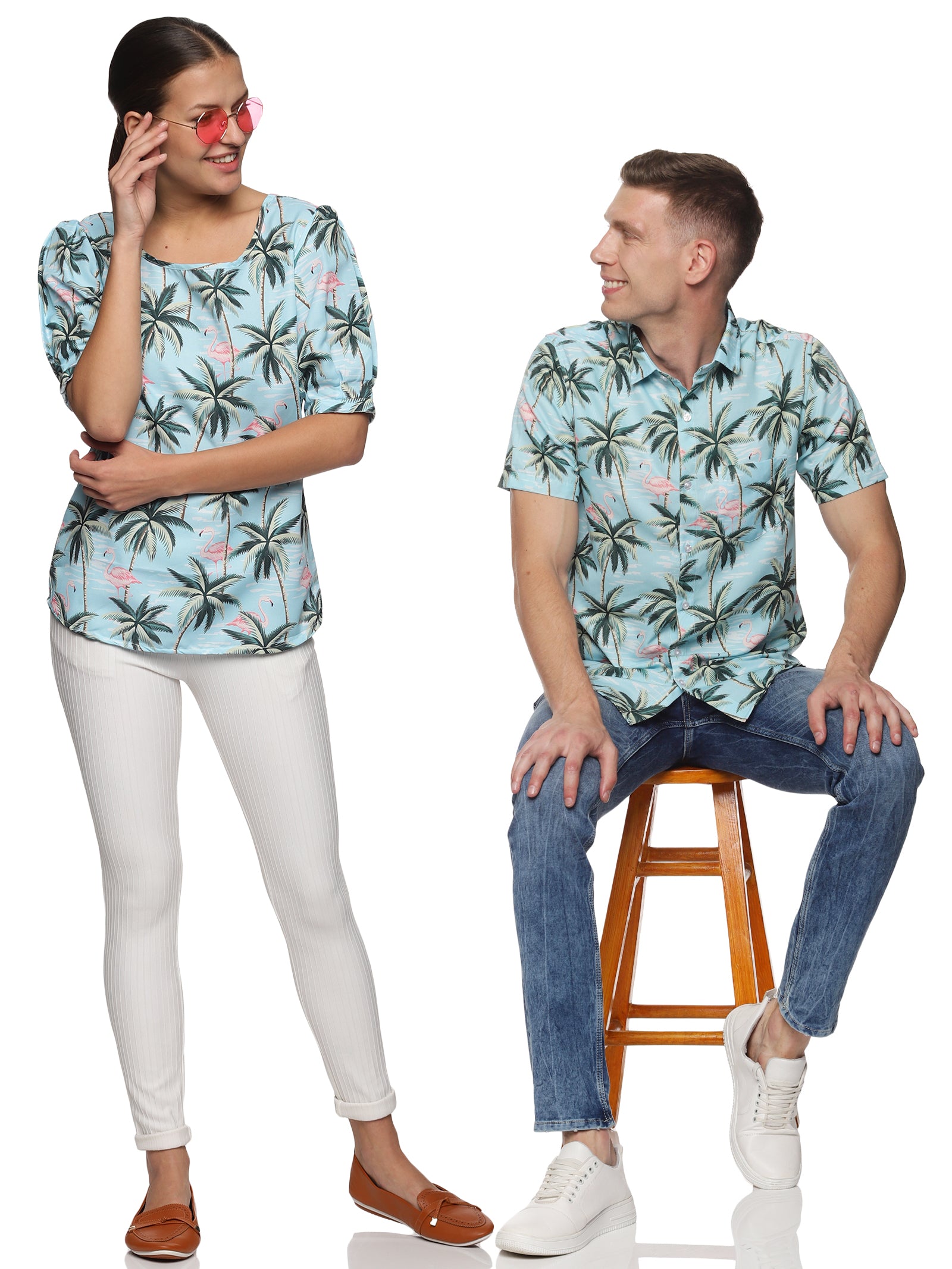 Rayon Shirt Top Combo Twinning Couple Matching Outfit