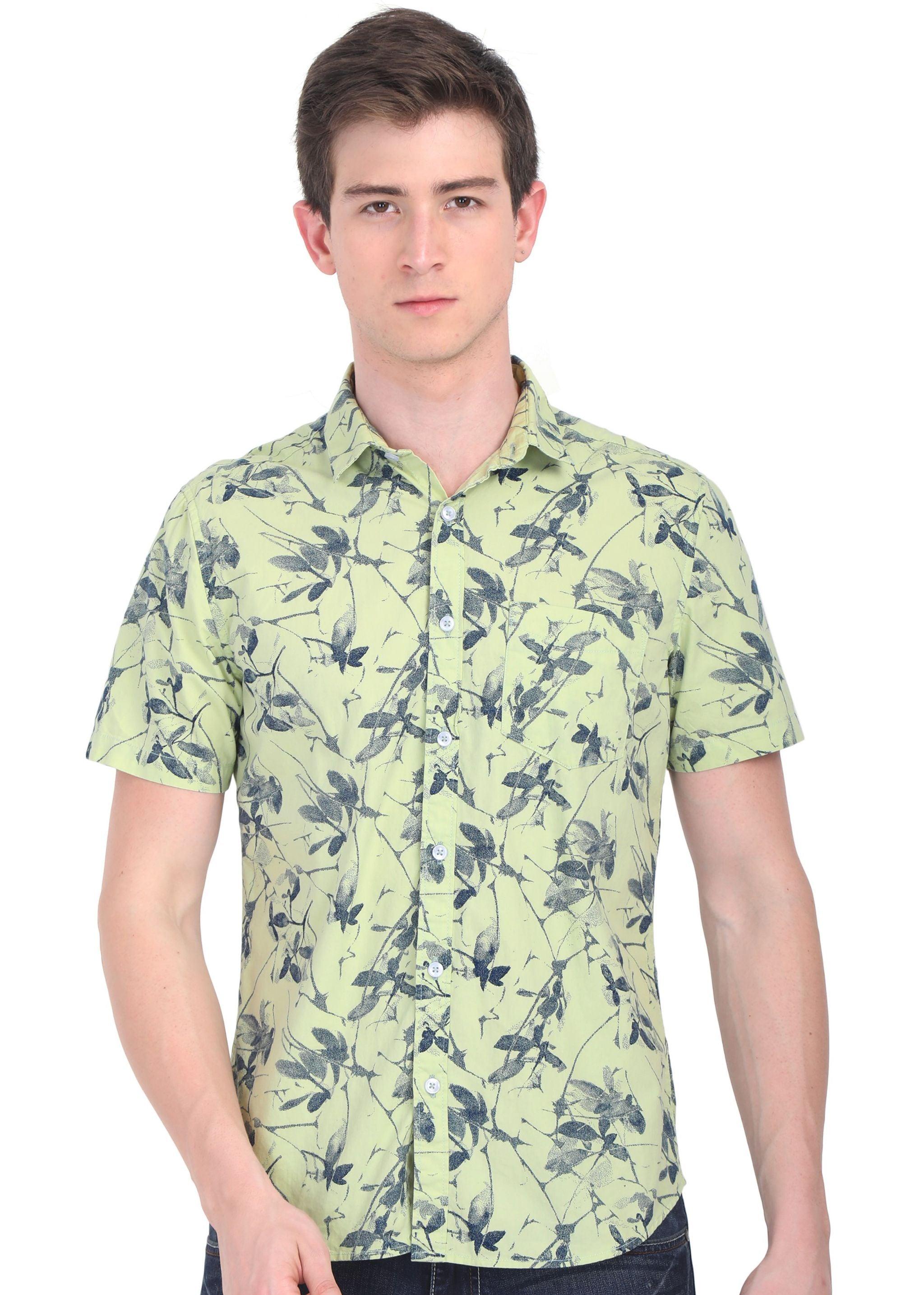 Fern Green - Tusok Shirt Prakash Green Leafy Printed Shirt